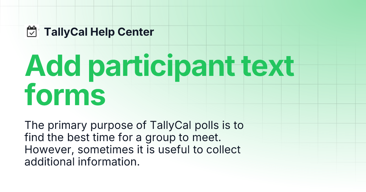 Add participant text forms | TallyCal Help Center