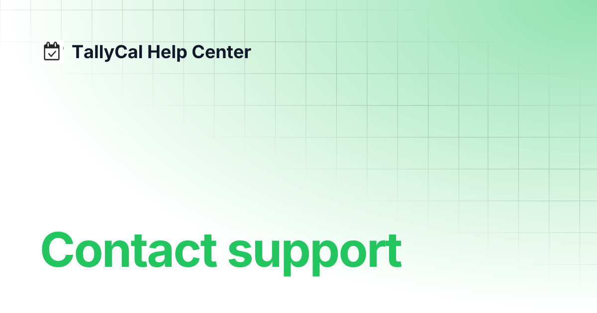 Contact support | TallyCal Help Center